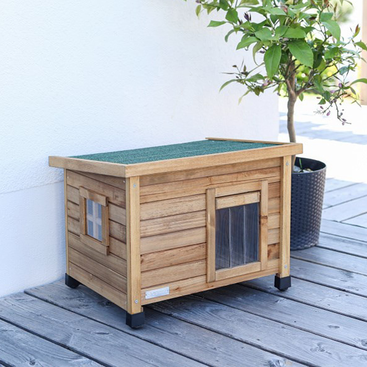 Katthus Rustica i trä - Produkter till katt från Lantbutiken